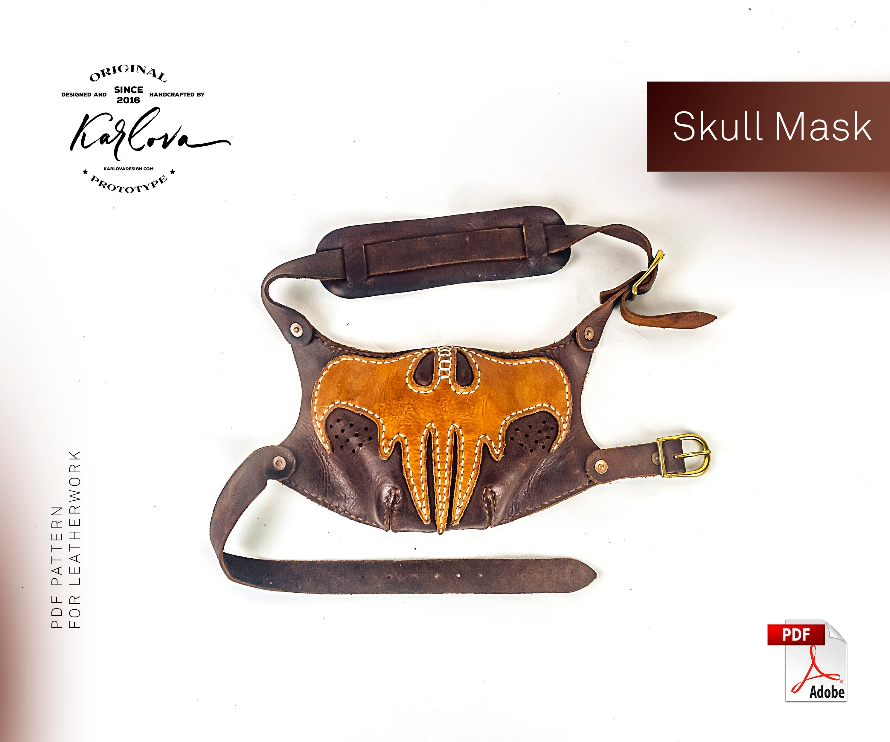 Leather Skull Biker Mask Pattern, Leather Craft Template, DIY PDF ...