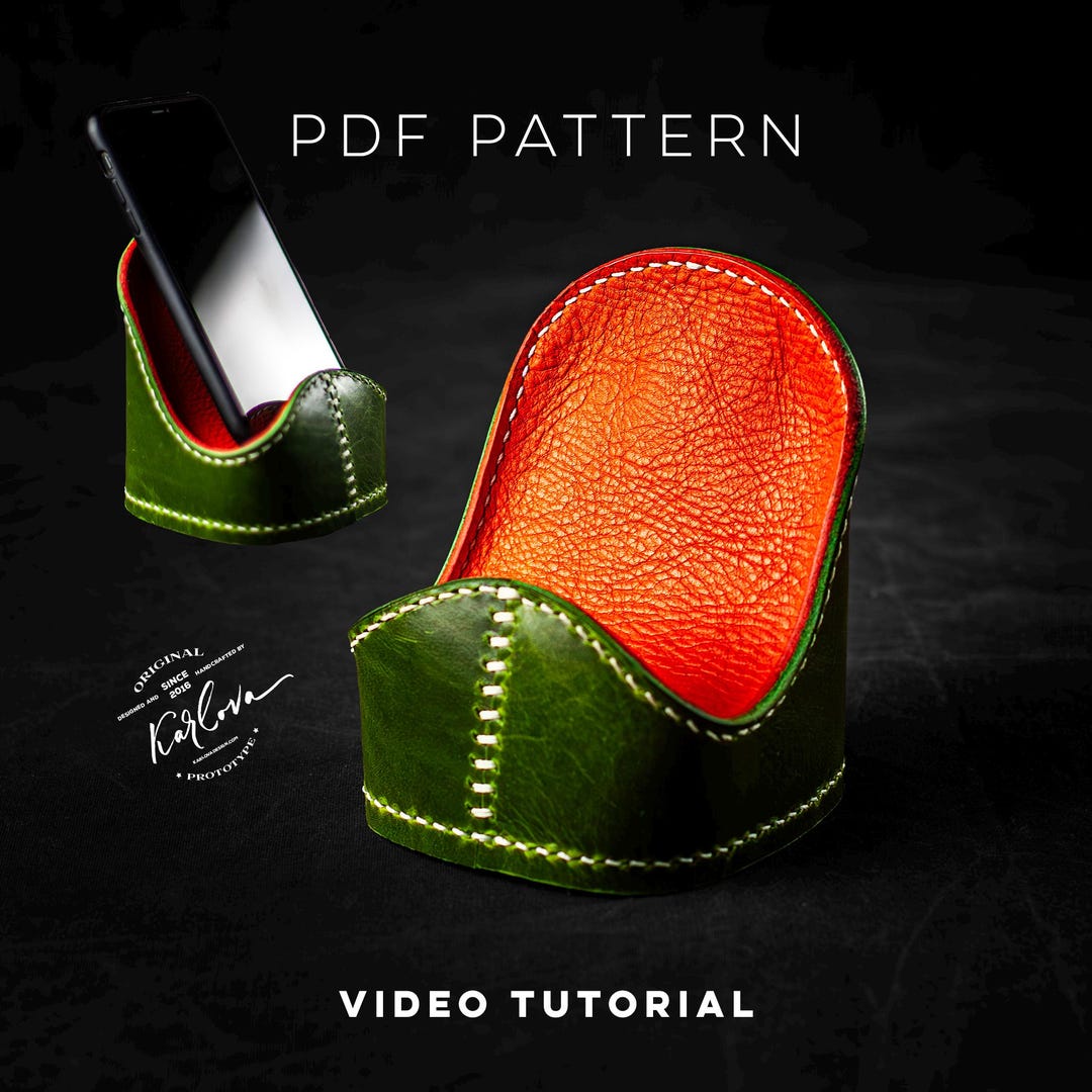 Square Leather Phone Cradle Pattern - Smartphone Stand Template - DIY ...