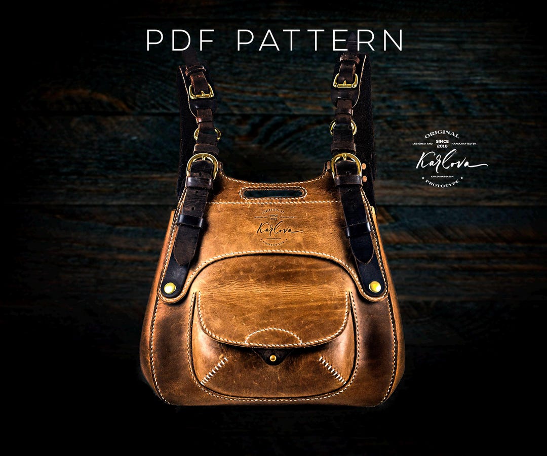 Hybrid Leather Backpack Pattern, Leather Craft Bag Template, DIY Purse ...