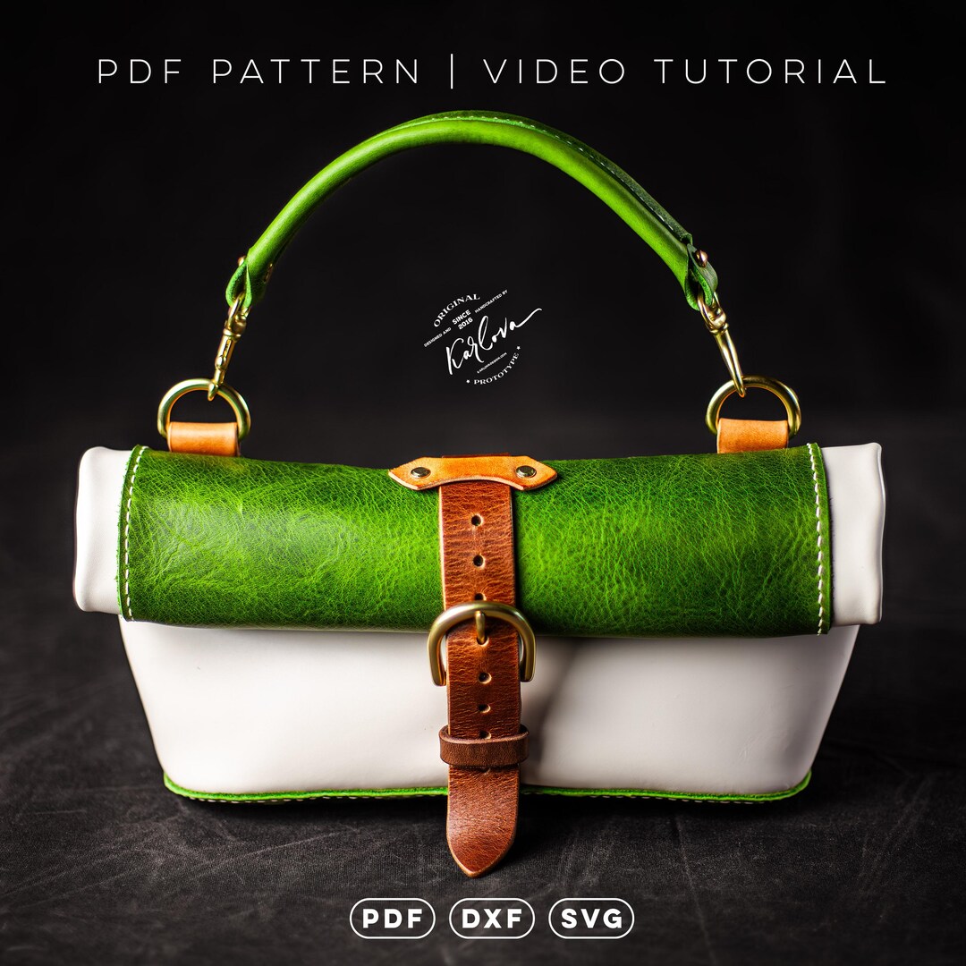 Leather Roll Top Bag Pattern: Clutch, Toiletry, Crossbody (PDF, SVG ...