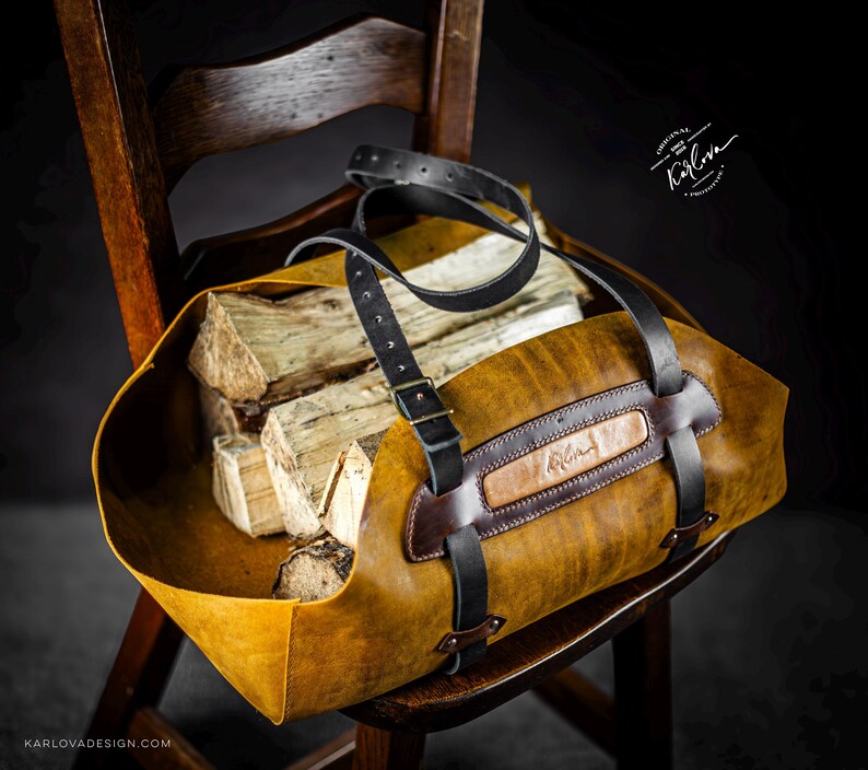 Leather Log Bag PDF Pattern: Firewood Carrier With Video Tutorial (SVG ...