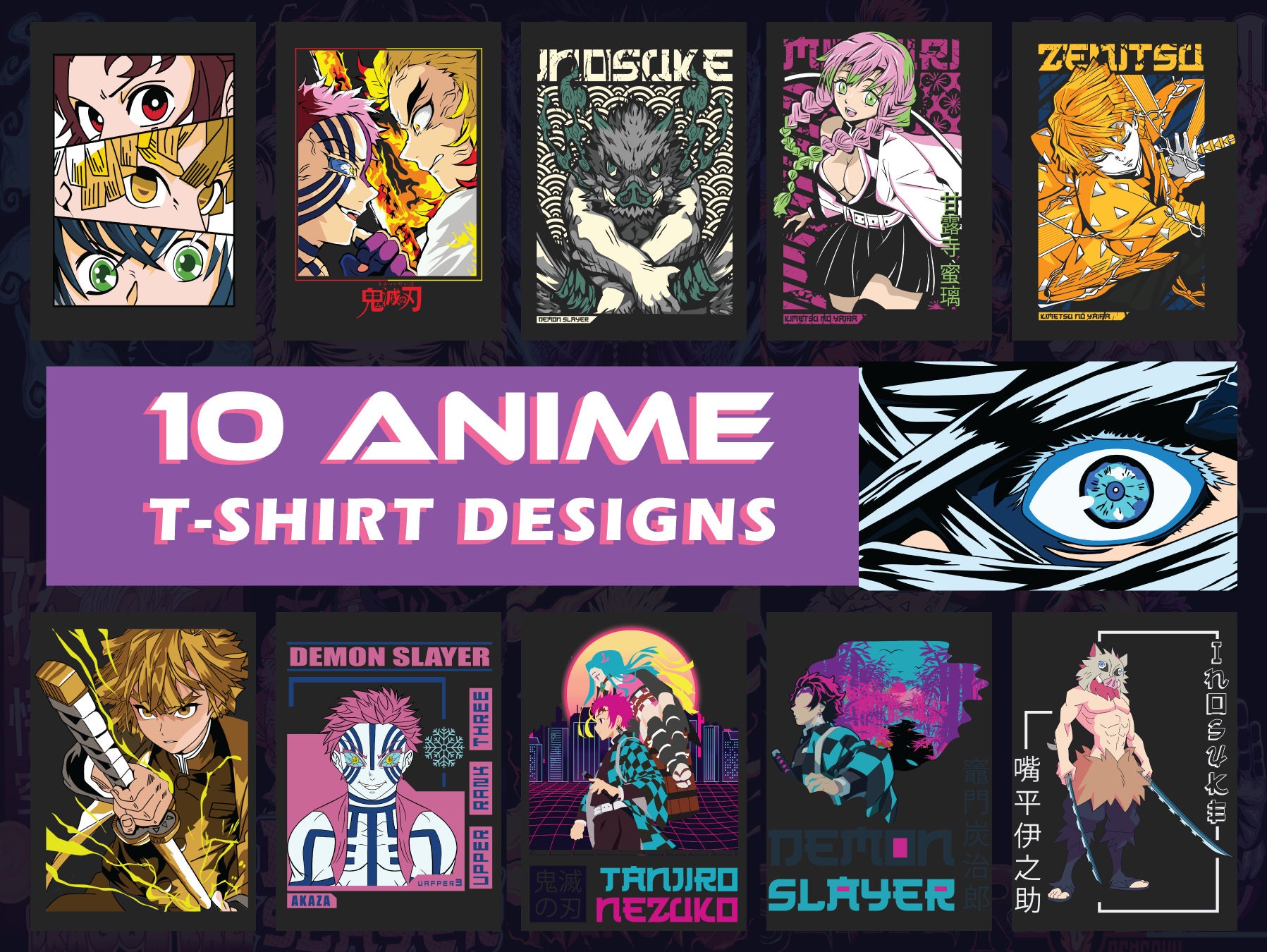 10 Japanese Anime Designs Bundle 4 Digital Clipart, Png, Svg, Ai, Eps ...