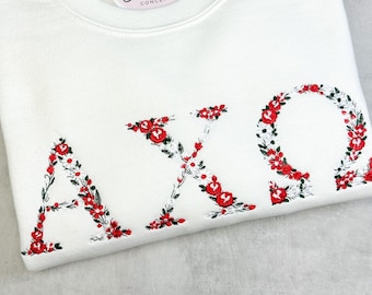 CUSTOMIZABLE Greek Letter Floral Embroidered Sweatshirt | Sorority ...