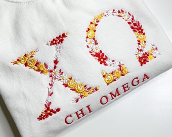 CUSTOMIZABLE Greek Letter Floral Embroidered Sweatshirt Sorority ...