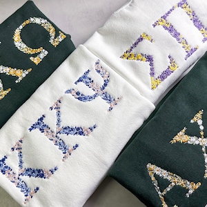 CUSTOMIZABLE Greek Letter Floral Embroidered Sweatshirt | Sorority ...