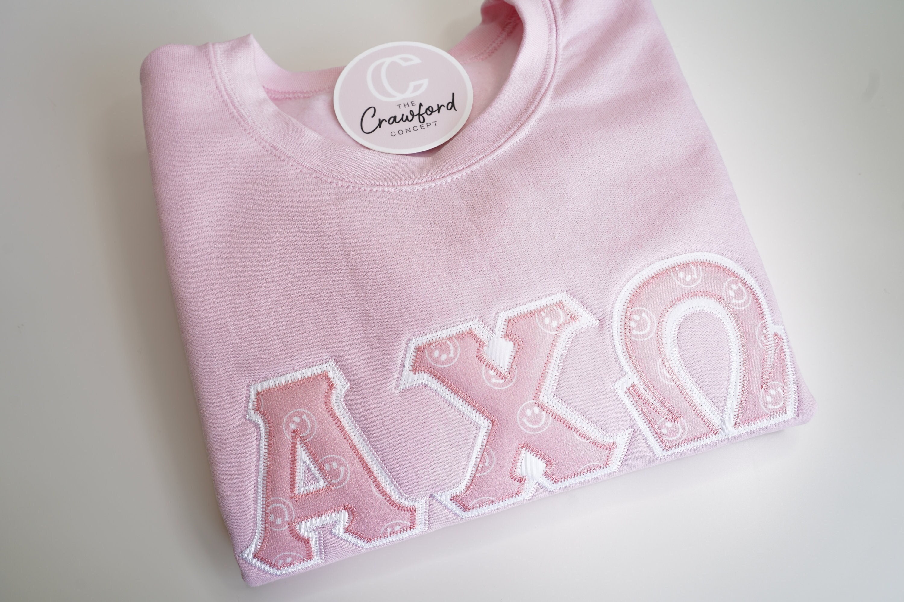 Pink Smiles Sorority Chapter Greek Letter Sweatshirt Alpha Chi Omega ...