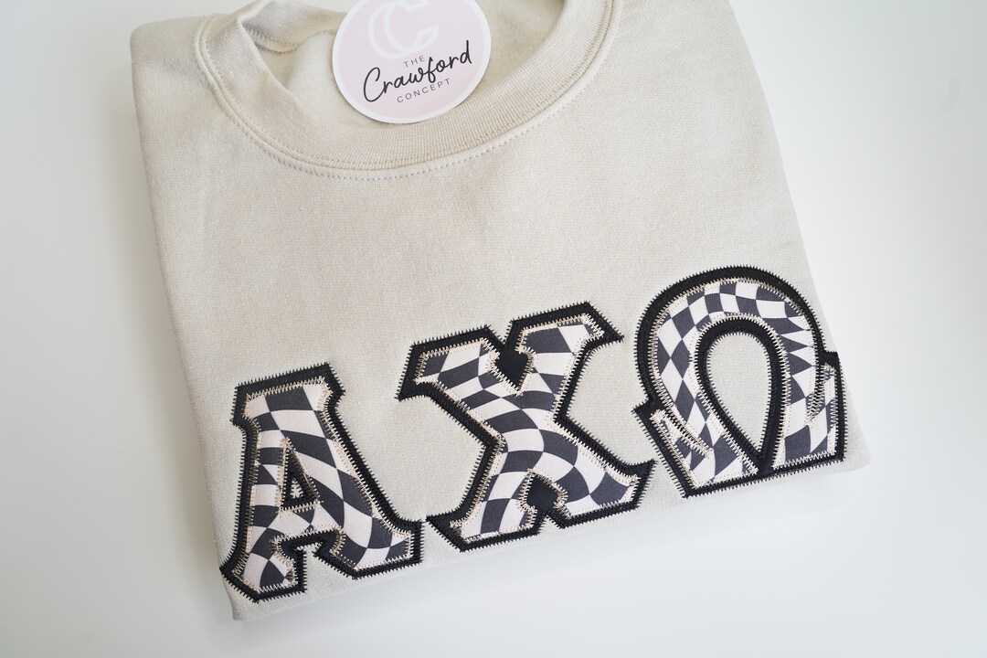 Wavy Black Checkerboard Sorority Chapter Greek Letter Sweatshirt ...
