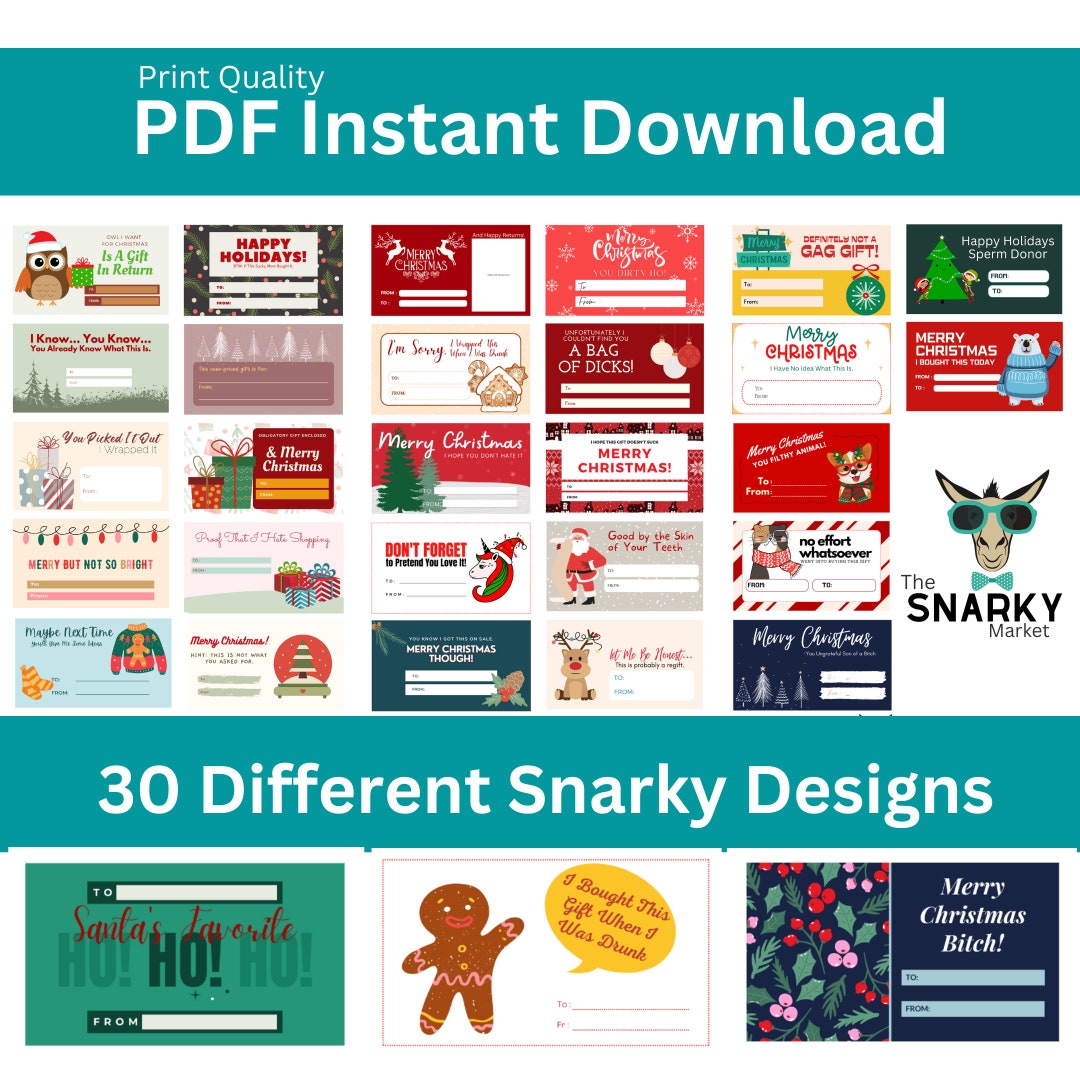 Printable Christmas Present Gift Tags Funny Inappropriate Snarky PDF - Etsy
