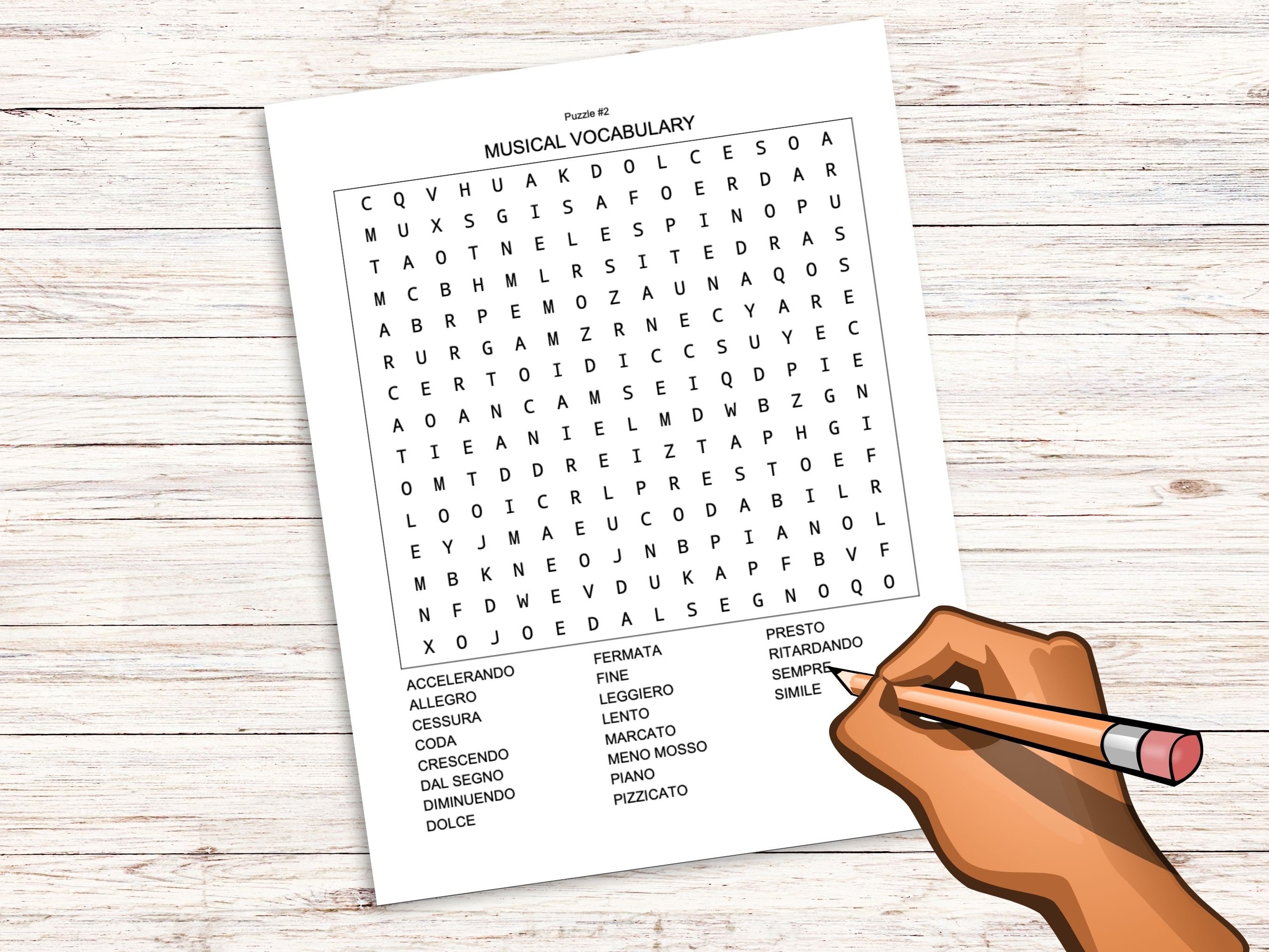 Music Vocabulary Word Search Worksheet PDF - Etsy