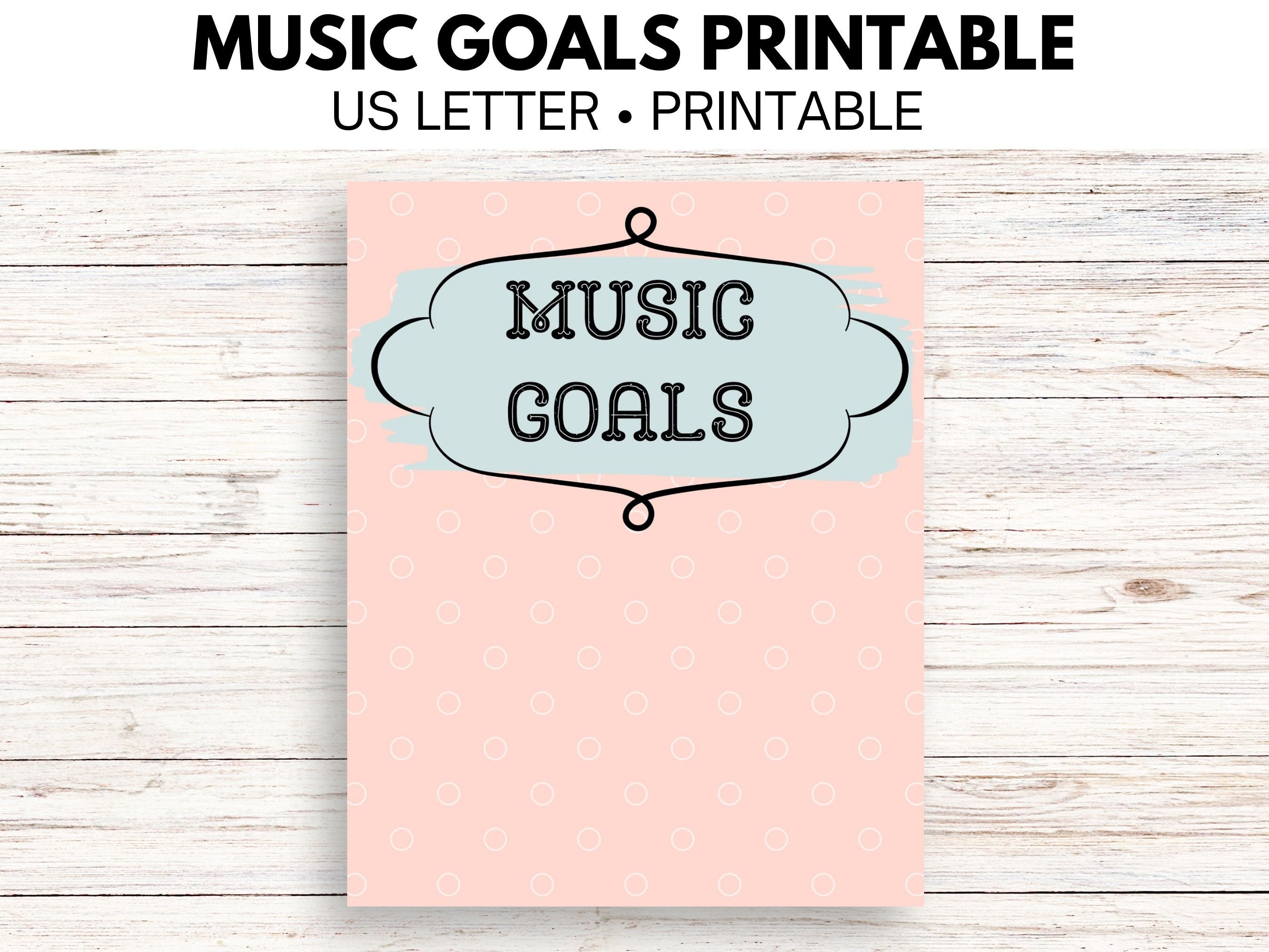 Music Goal Setting Worksheet Printable PDF - Etsy