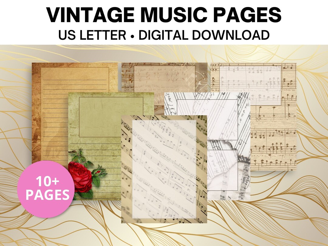 Vintage Music Paper, Digital Music Paper, Music Junk Journal Paper ...
