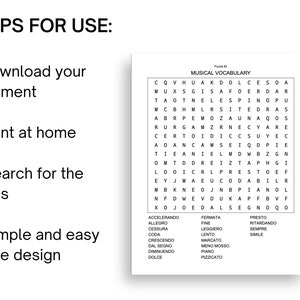 Music Vocabulary Word Search Worksheet PDF - Etsy