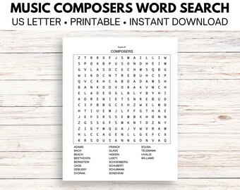 Music Vocabulary Word Search Worksheet PDF - Etsy