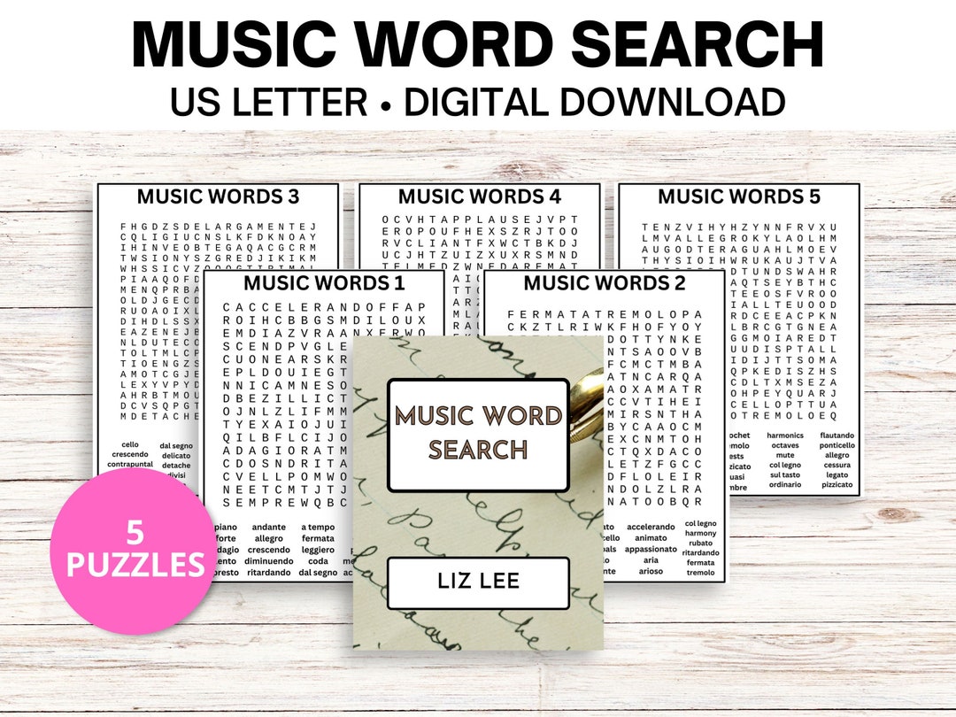 Music Word Search Puzzles, Music Game Worksheet (digital Download) - Etsy