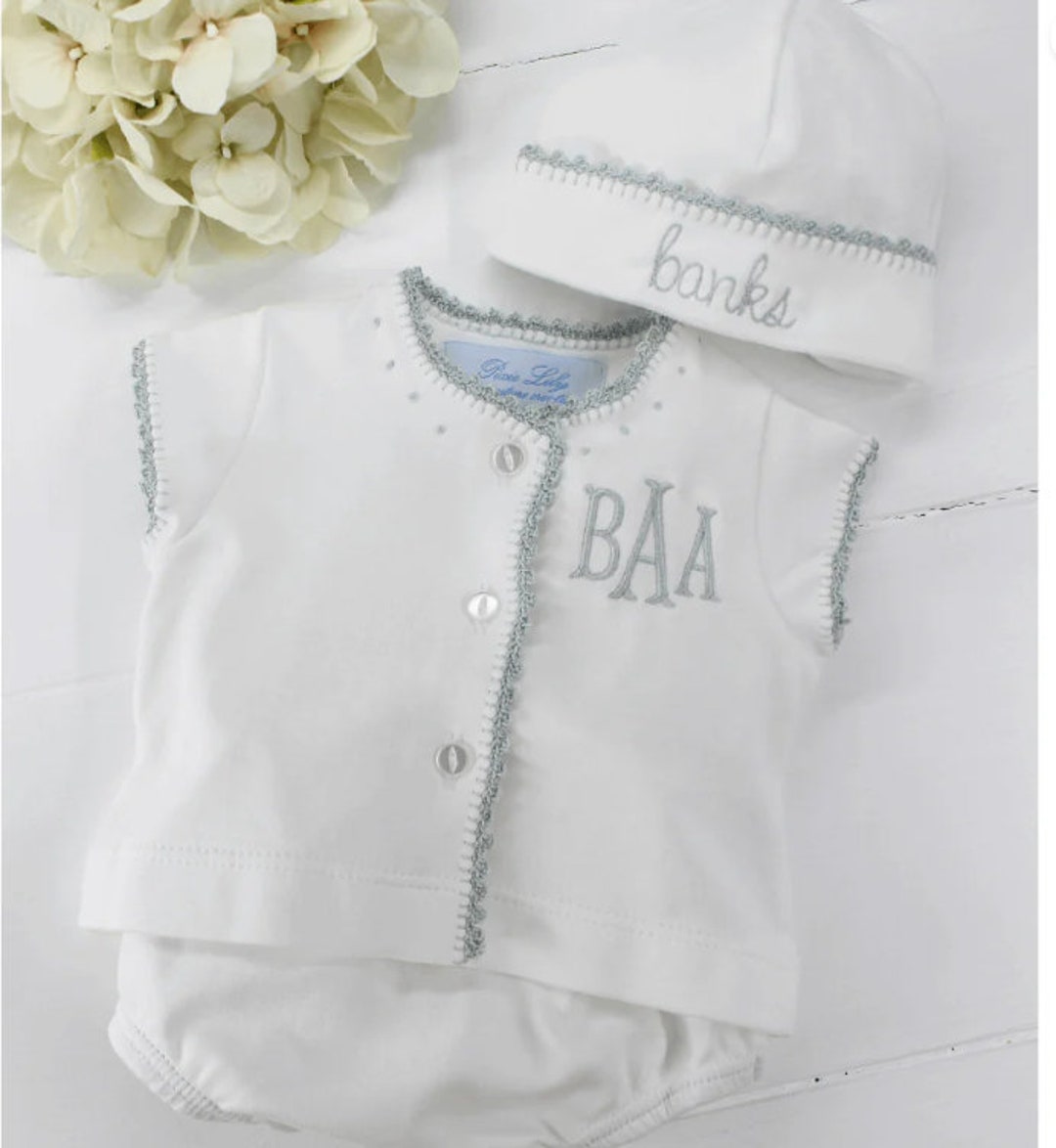 Pixie Lily Baby Boys Diaper Set Monogrammed Outfit, Pima Cotton Diaper ...