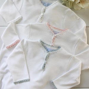 Heirloom Baby Girl Boy Coming Home Gown Pima Cotton Crochet Trim ...