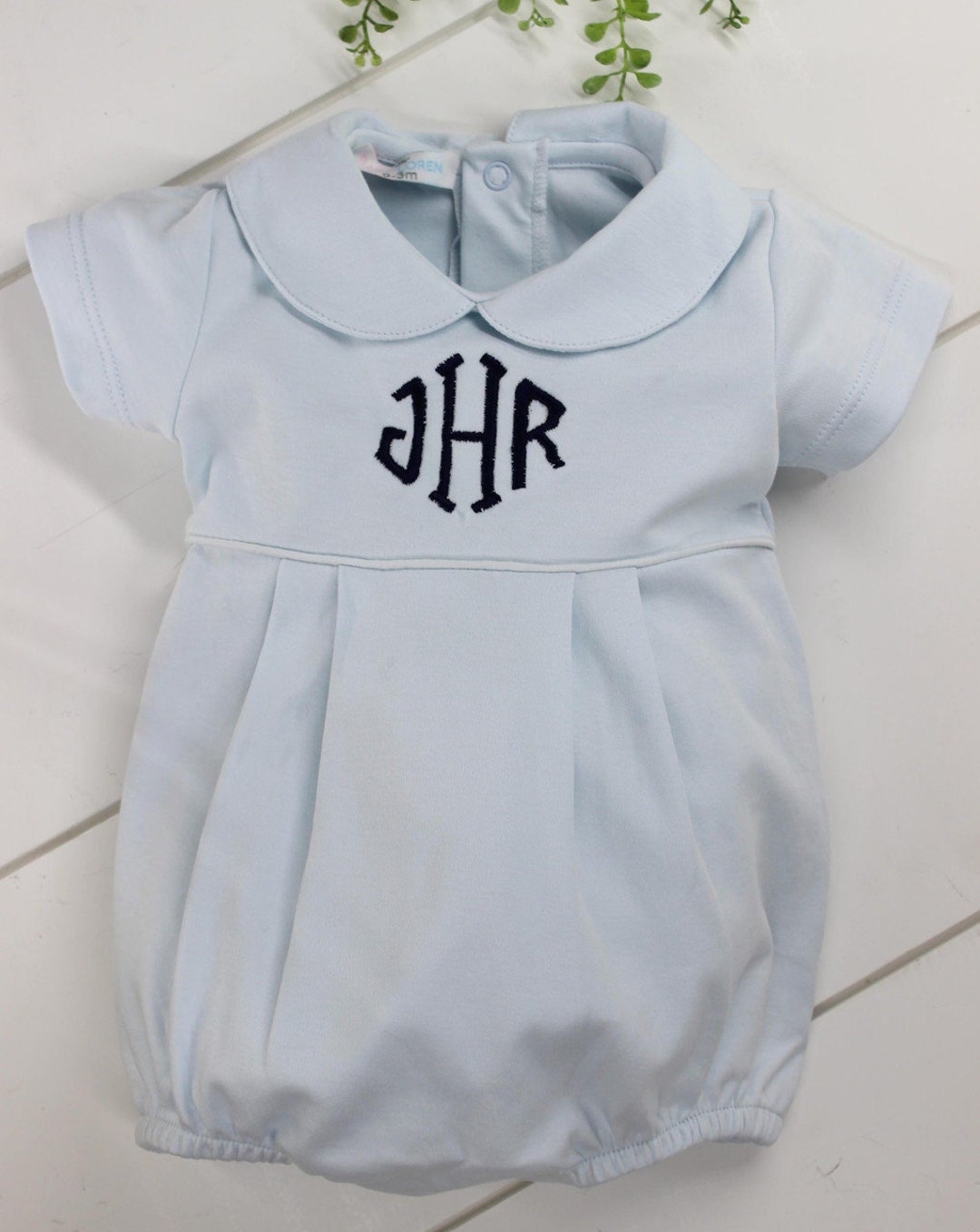 Newborn Blue Romper Baby Boy Bubble Outfit, Infant Romper Customized, Baby Loren Pima Cotton ...