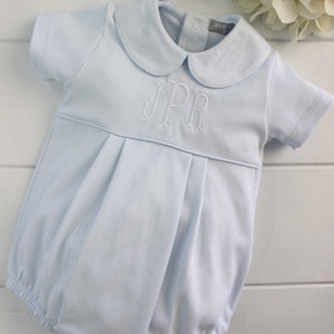 Newborn Blue Romper Baby Boy Bubble Outfit, Infant Romper Customized, Baby Loren Pima Cotton ...