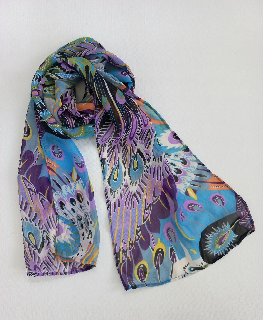 Womans Scarf: Colourful Print Design / Head Scarf / Hair Wrap / Vintage ...