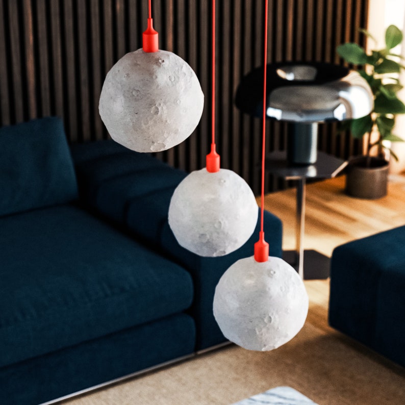 Handmade Concrete Moon Pendant Light - Whimsical Home Decor - Etsy