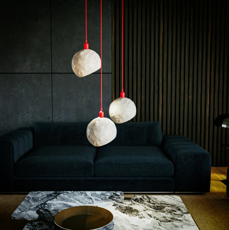 Handmade Concrete Moon Pendant Light - Whimsical Home Decor - Etsy