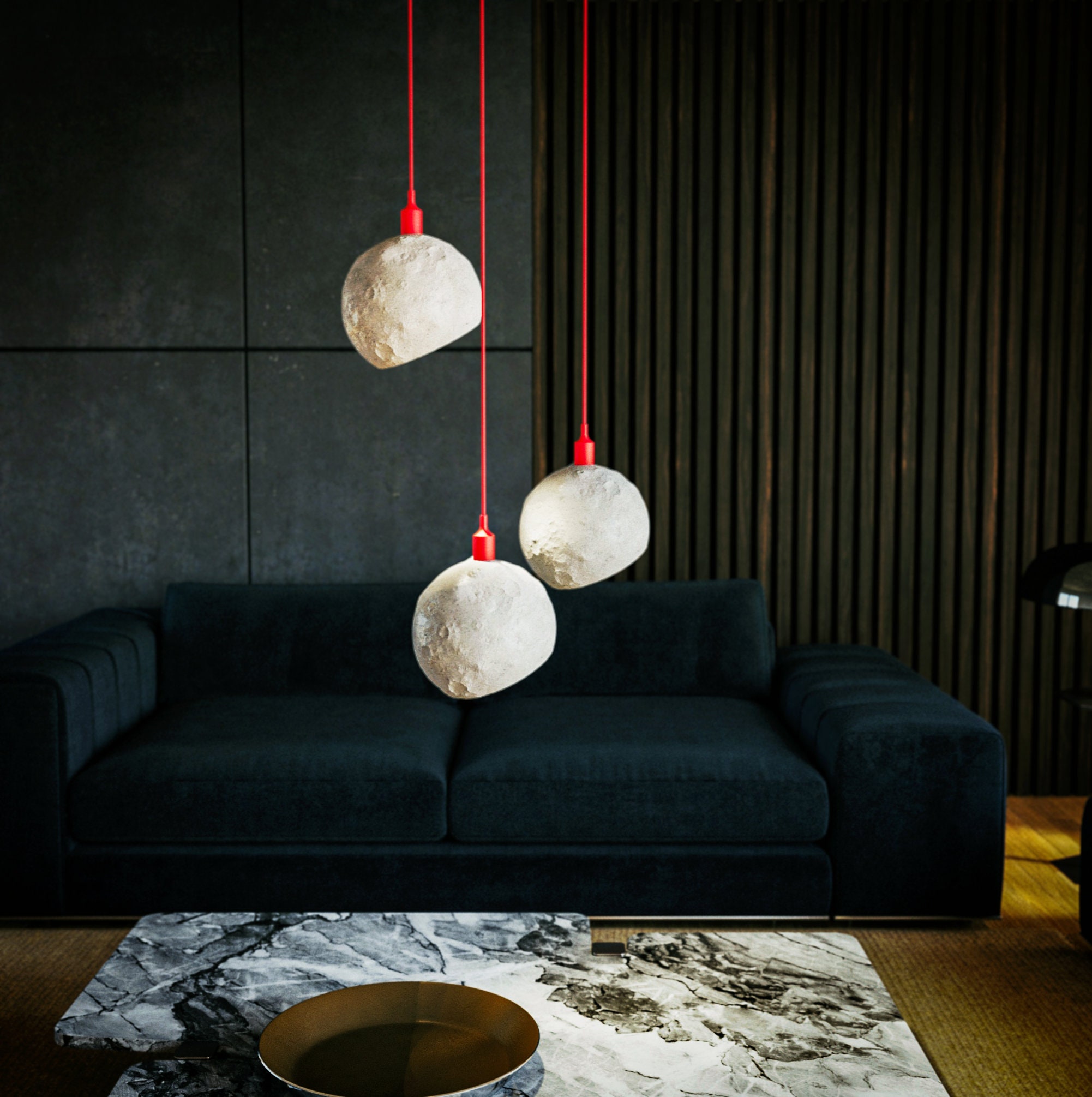 Handmade Concrete Moon Pendant Light - Whimsical Home Decor - Etsy