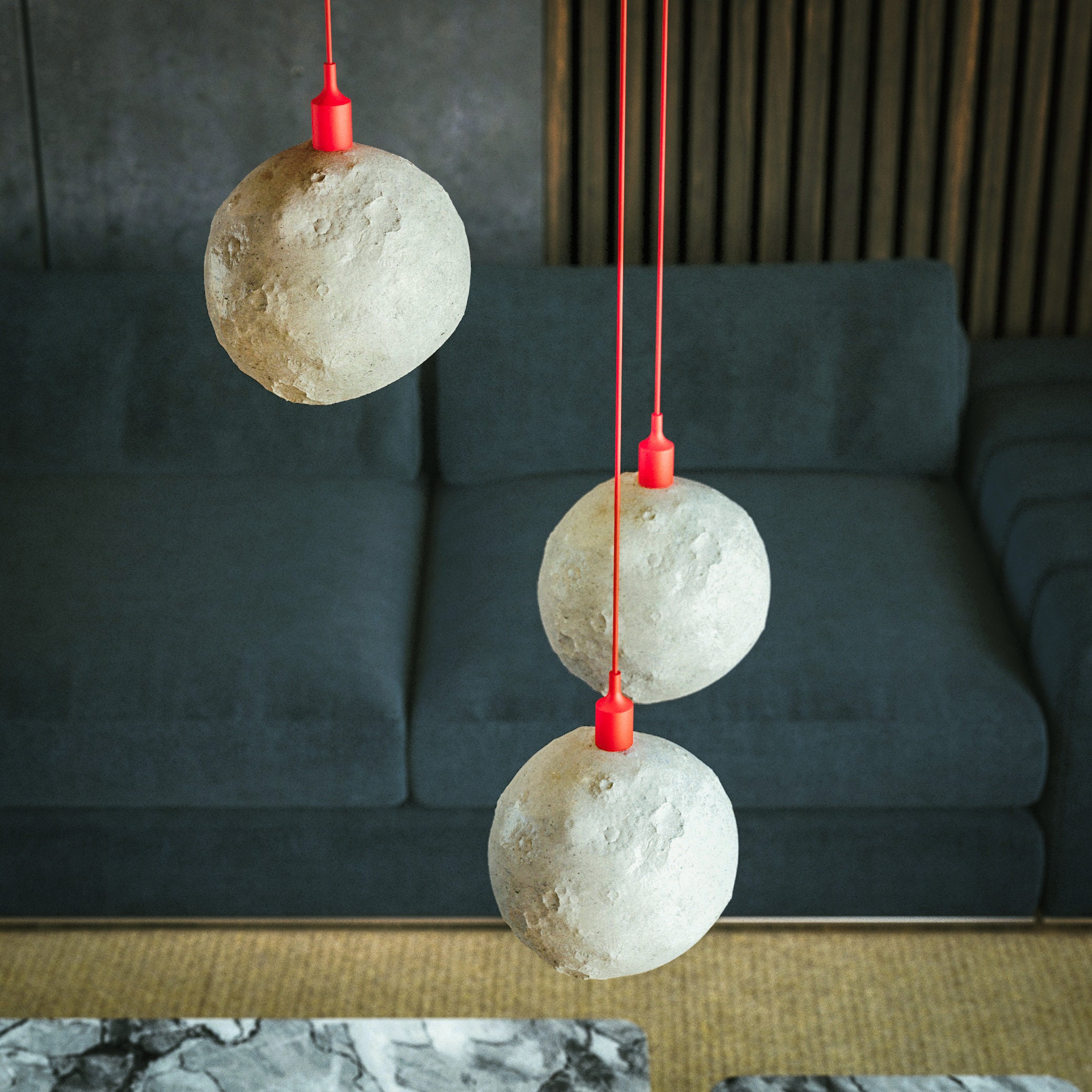 Handmade Concrete Moon Pendant Light - Whimsical Home Decor - Etsy