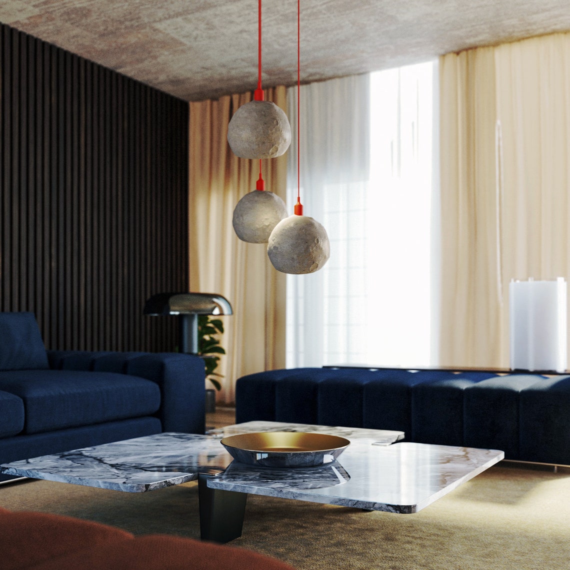 Handmade Concrete Moon Pendant Light Whimsical Home Decor - Etsy