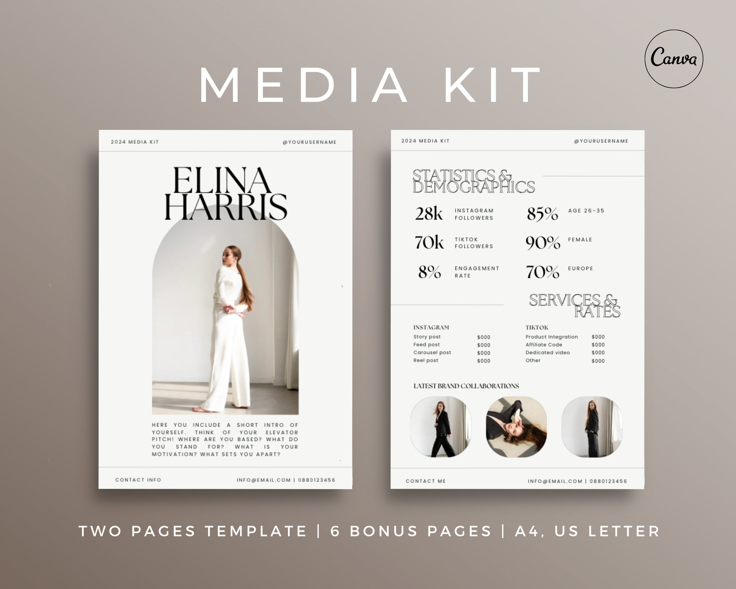 Media Kit Template, Influencer Media Kit, Media Kit Canva, Influencer Rate Card, Blogger Press ...