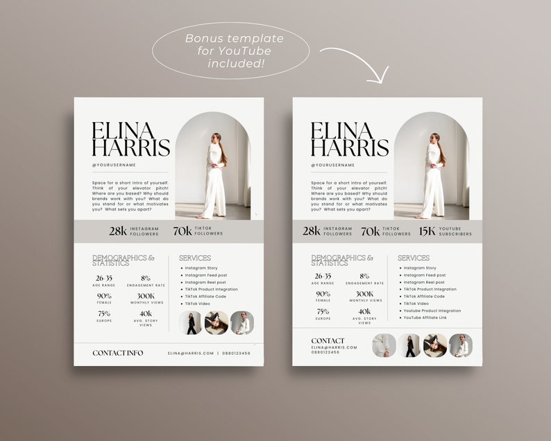 One Page Media Kit Template, Media Kit for Influencers, Media Kit Canva ...