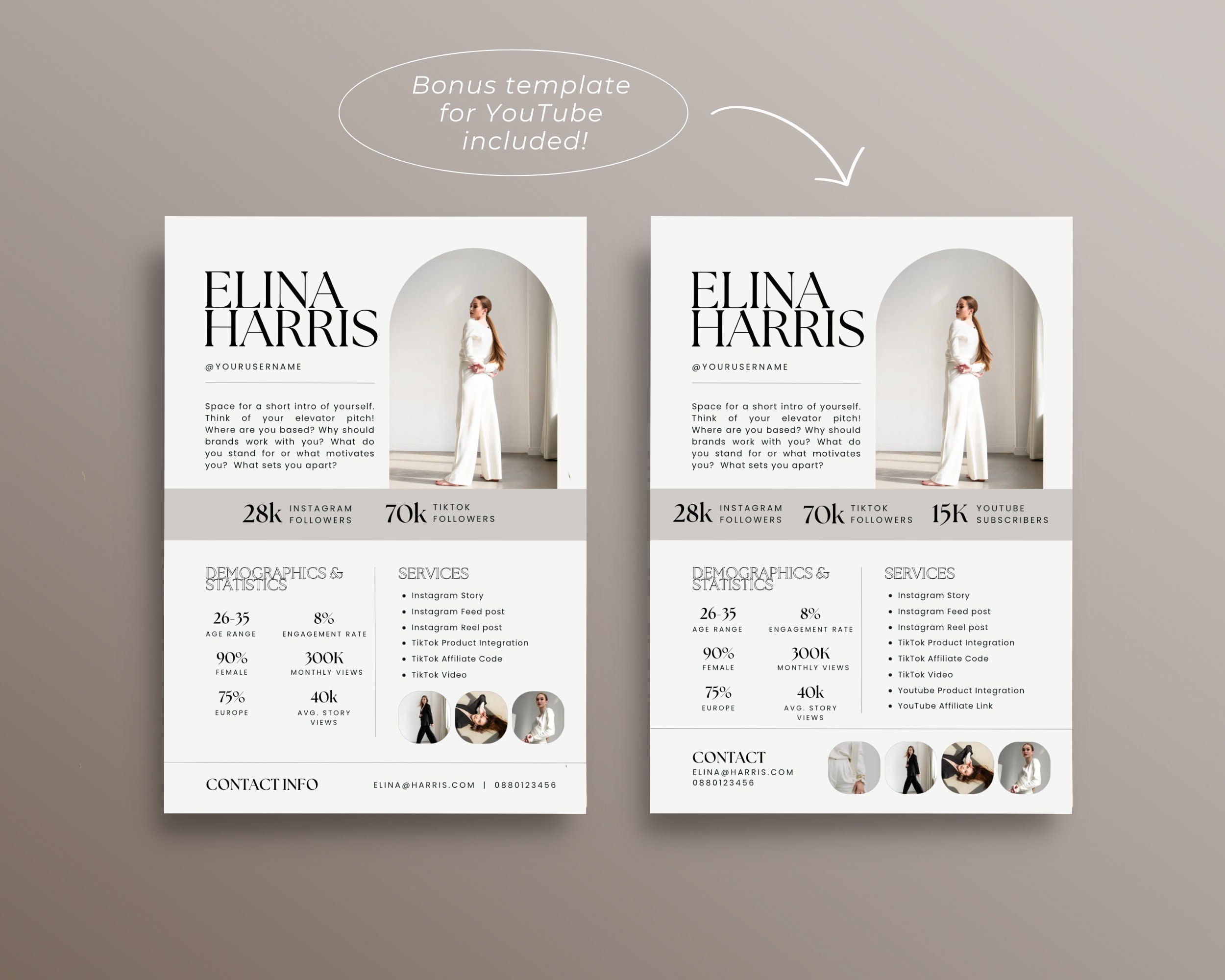 One Page Media Kit Template, Media Kit for Influencers, Media Kit Canva ...