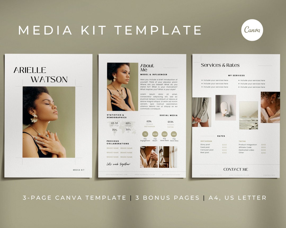 Media Kit Template, Influencer Media Kit, Media Kit Canva, Influencer ...