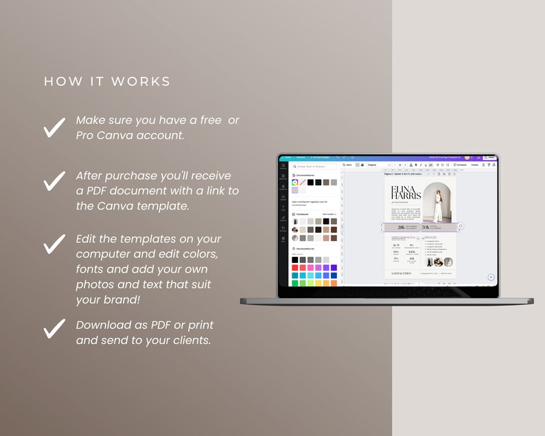 Influencer Media Kit Template, Canva One Page Design (digital Download ...