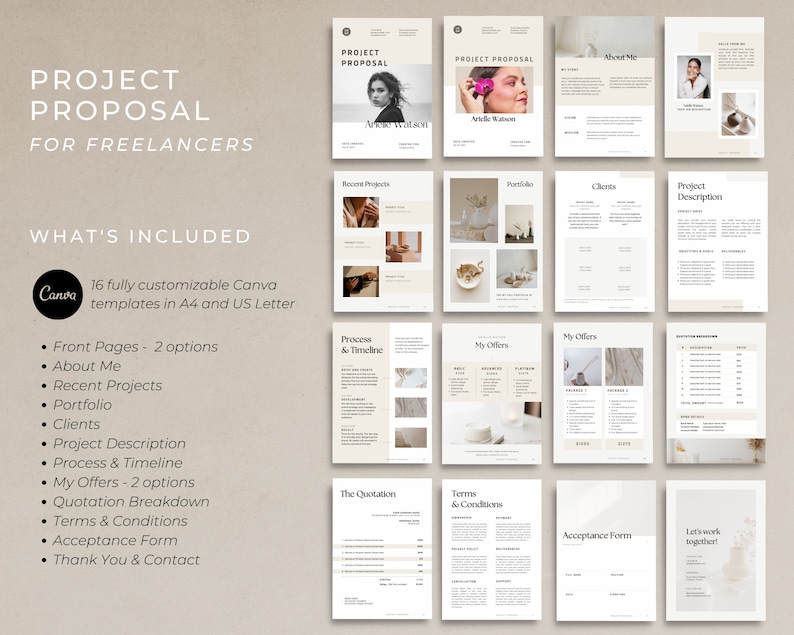 Project Proposal Template, Freelancer Proposal, Canva Template, Client ...