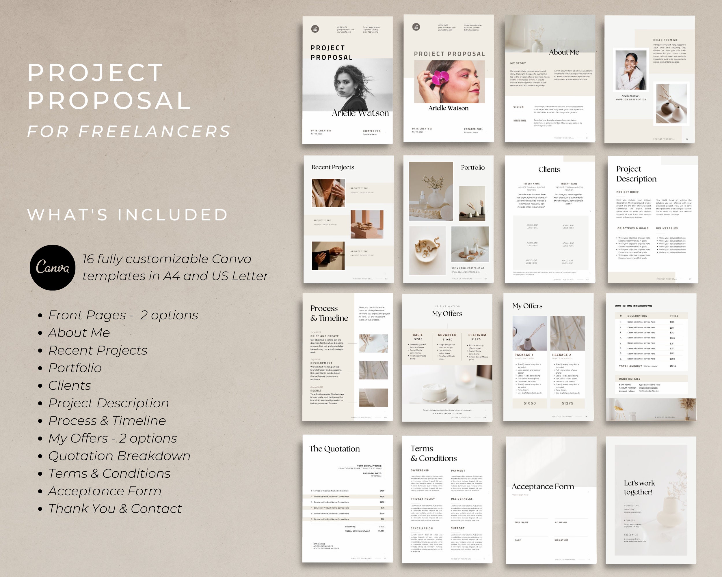 Project Proposal Template, Freelancer Proposal, Canva Template, Client ...