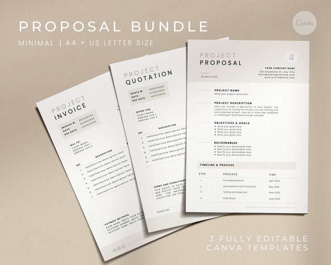 Project Proposal Template, Minimal Project Proposal, Invoice Bundle ...