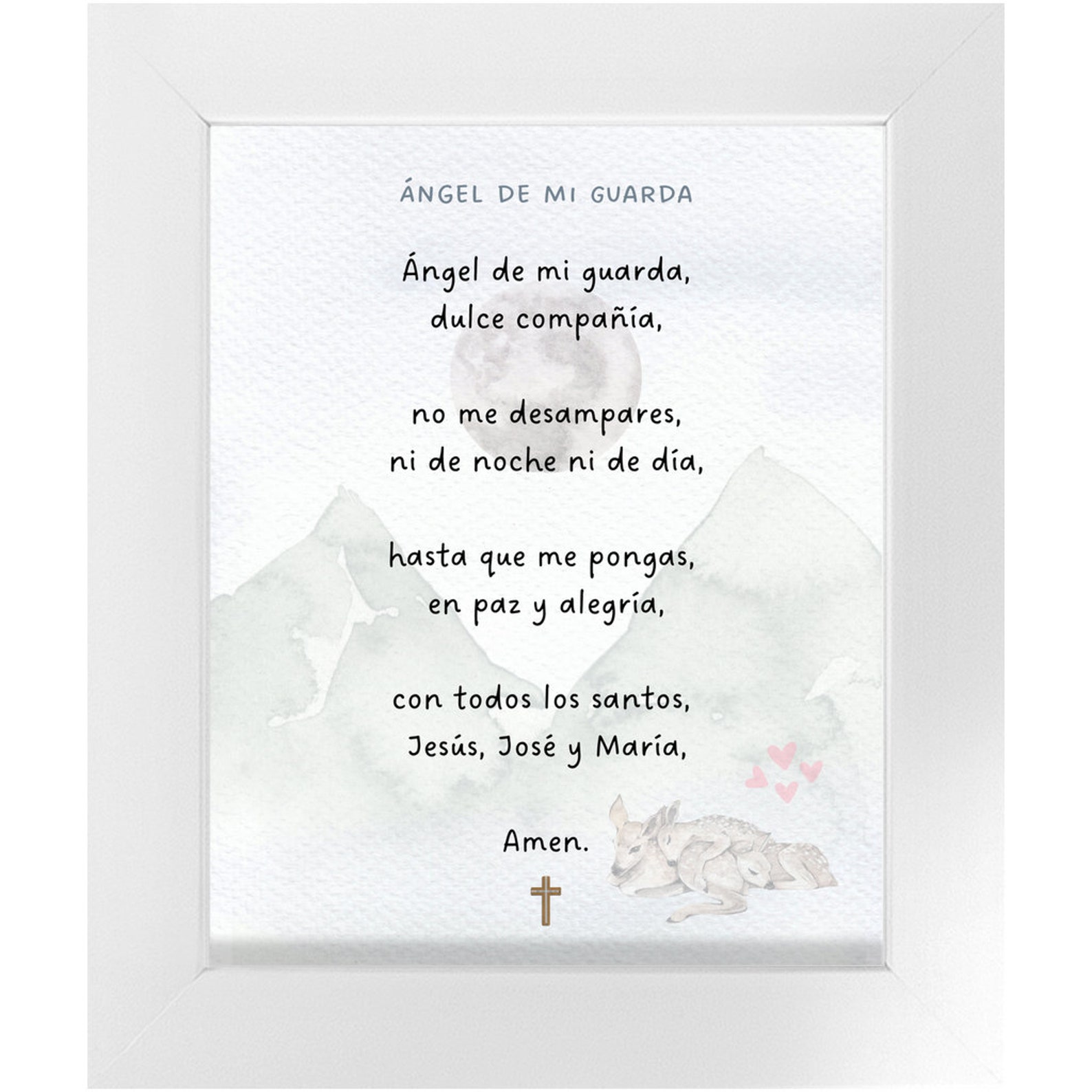 Angel De Mi Guarda Framed Spanish Bedtime Prayer Wall Art - Etsy