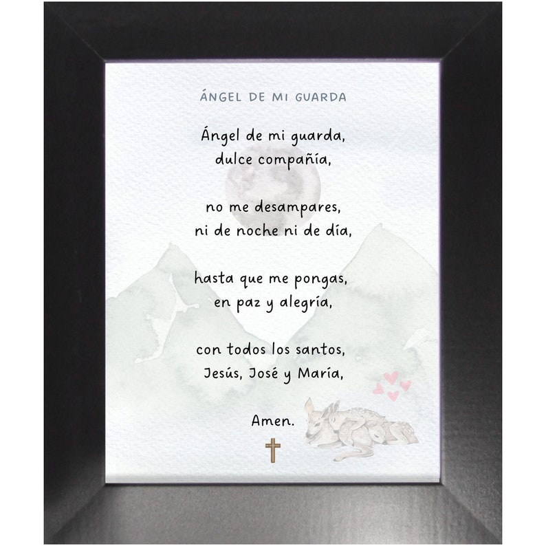 Angel De Mi Guarda Framed Spanish Bedtime Prayer Wall Art - Etsy