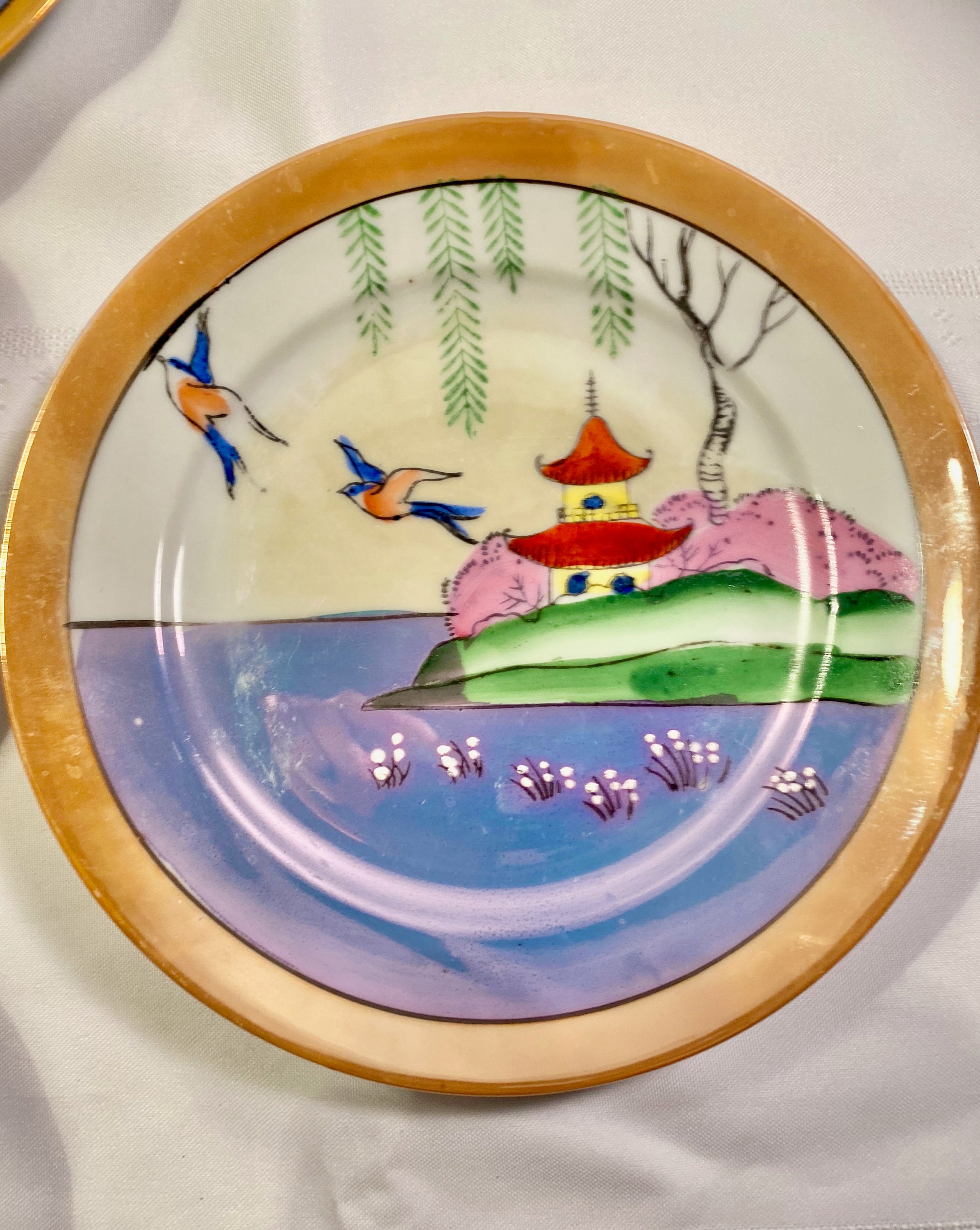 Vintage Hand Painted 1920's Japanese Plate Set, Lusterware, Made in ...