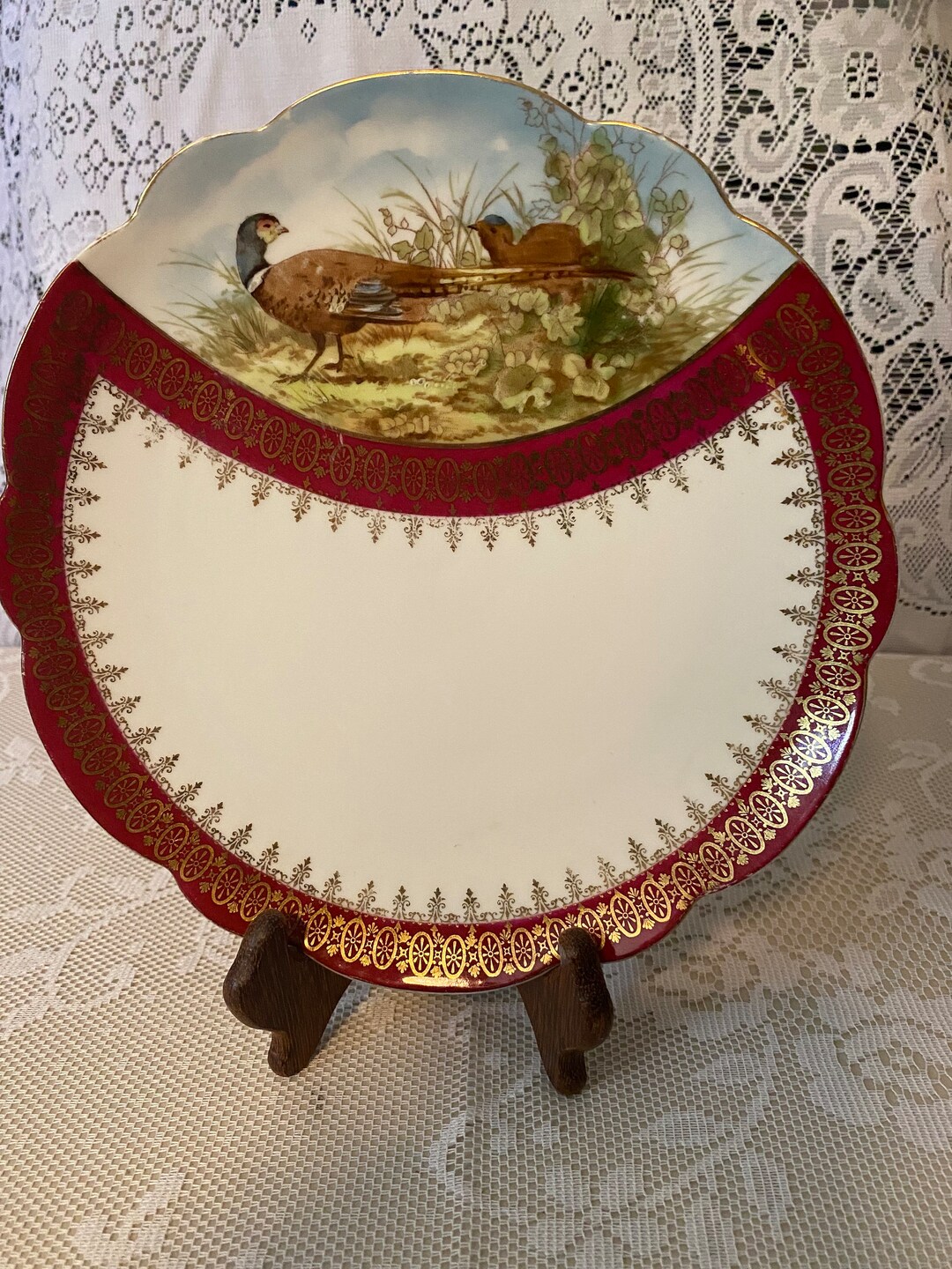 Imperial Crown China Pheasant Plate, 8.5, Small Stand Included. Made in ...