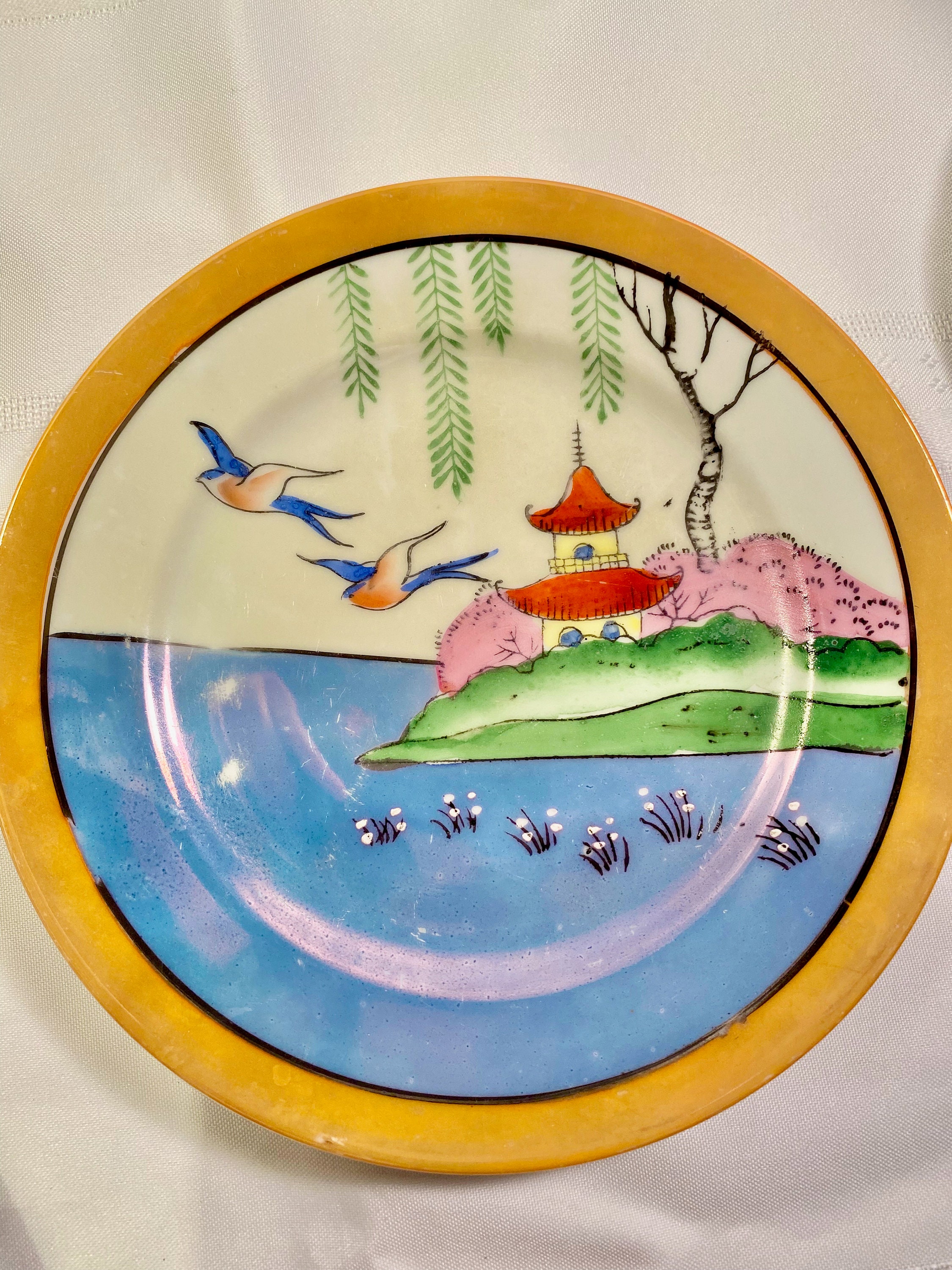 Vintage Hand Painted 1920's Japanese Plate Set, Lusterware, Made in ...