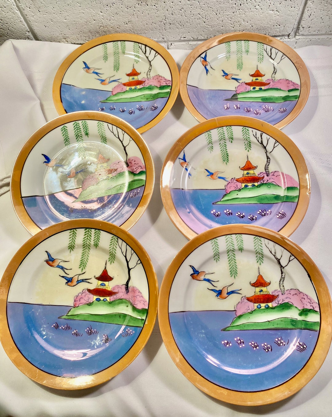 Vintage Hand Painted 1920's Japanese Plate Set, Lusterware, Made in ...