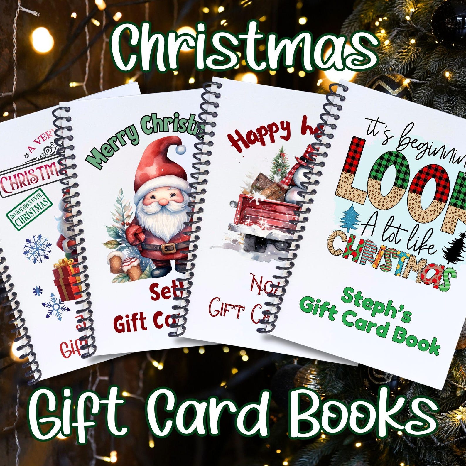 Personalized Christmas 5x7 Gift Card Book With Stickers and PVC Cover ...