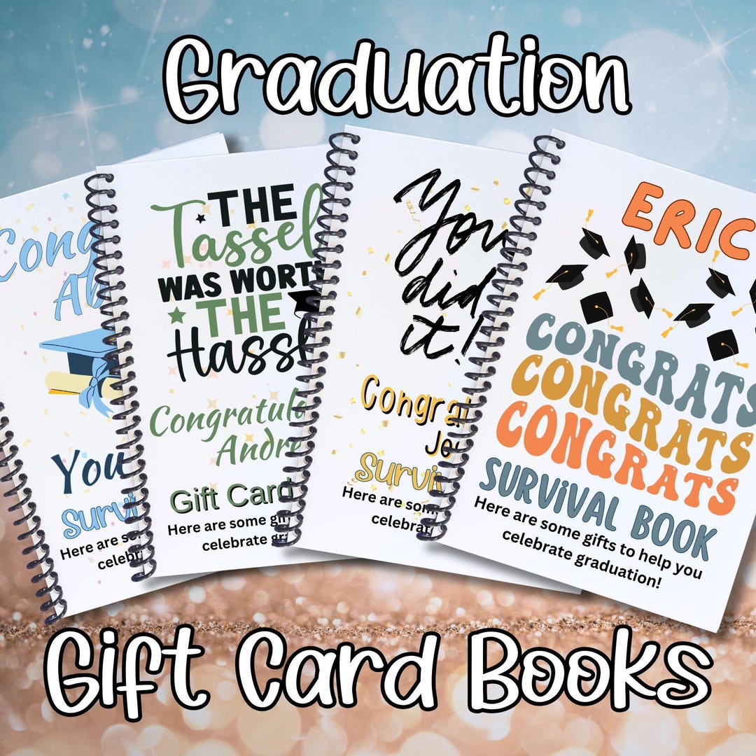 Personalized Graduation 5x7 Gift Card Book With Stickers and PVC Cover ...