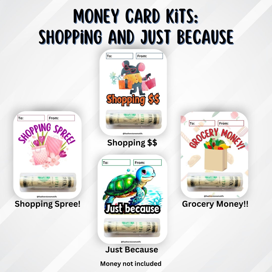 Shopping and Just Because Money Card Kits - Etsy