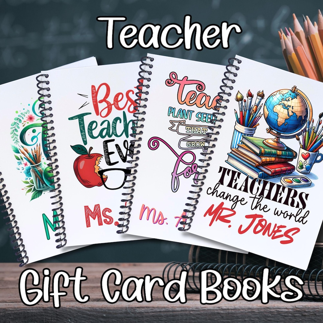 Personalized Teacher Appreciation 5"x7" Gift Card Book With Stickers ...