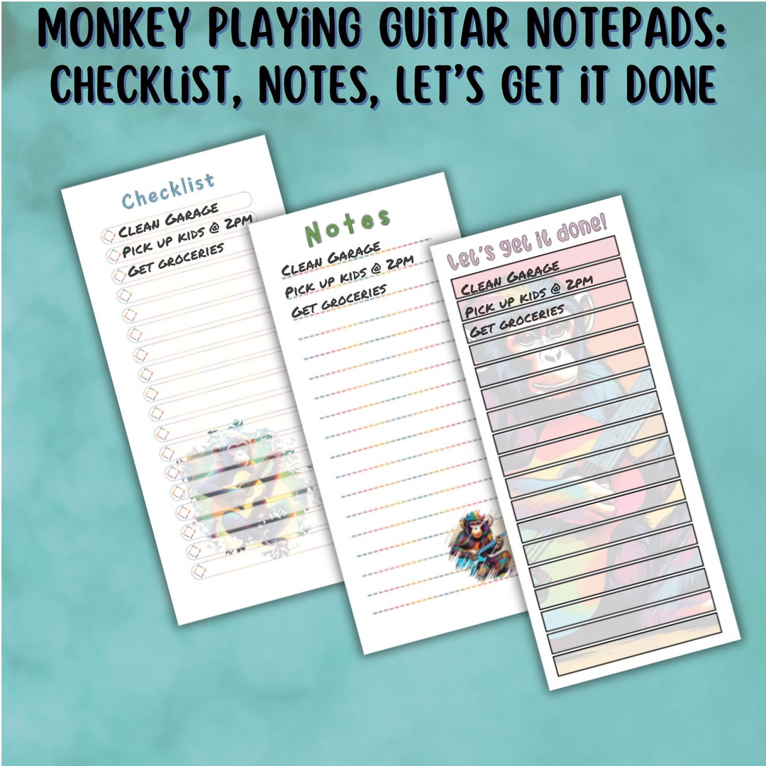 Monkey Playing a Guitar Notepads - Etsy