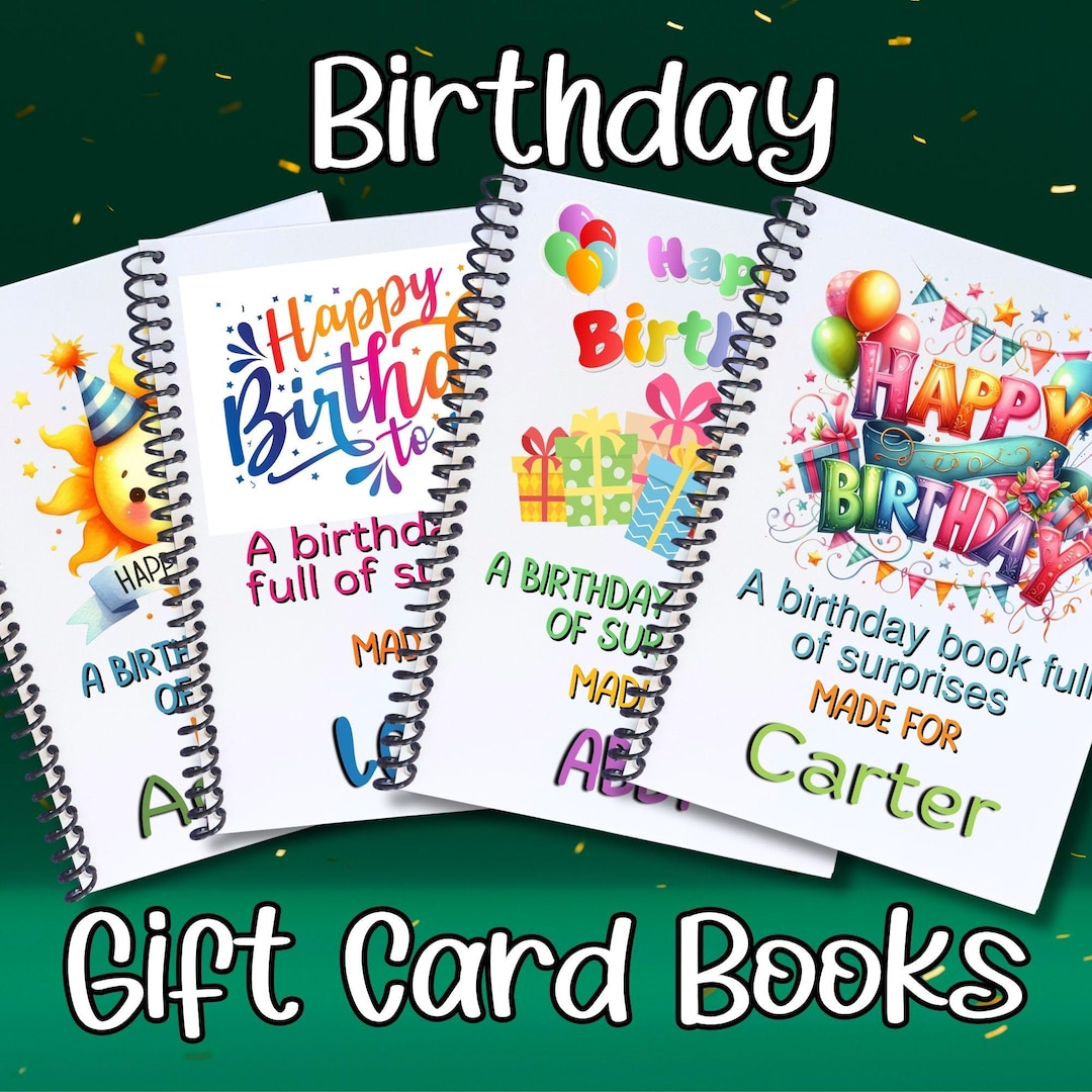 Personalized Birthday 6 Page 5x7 Gift Card Book With Stickers & PVC ...