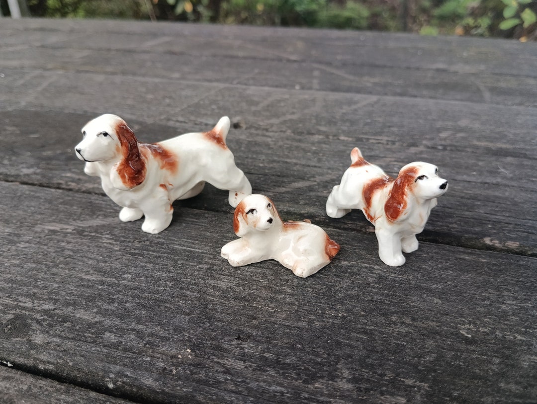 Vintage Japanese Porcelain Cocker Spaniel Figurines. Made in Japan ...