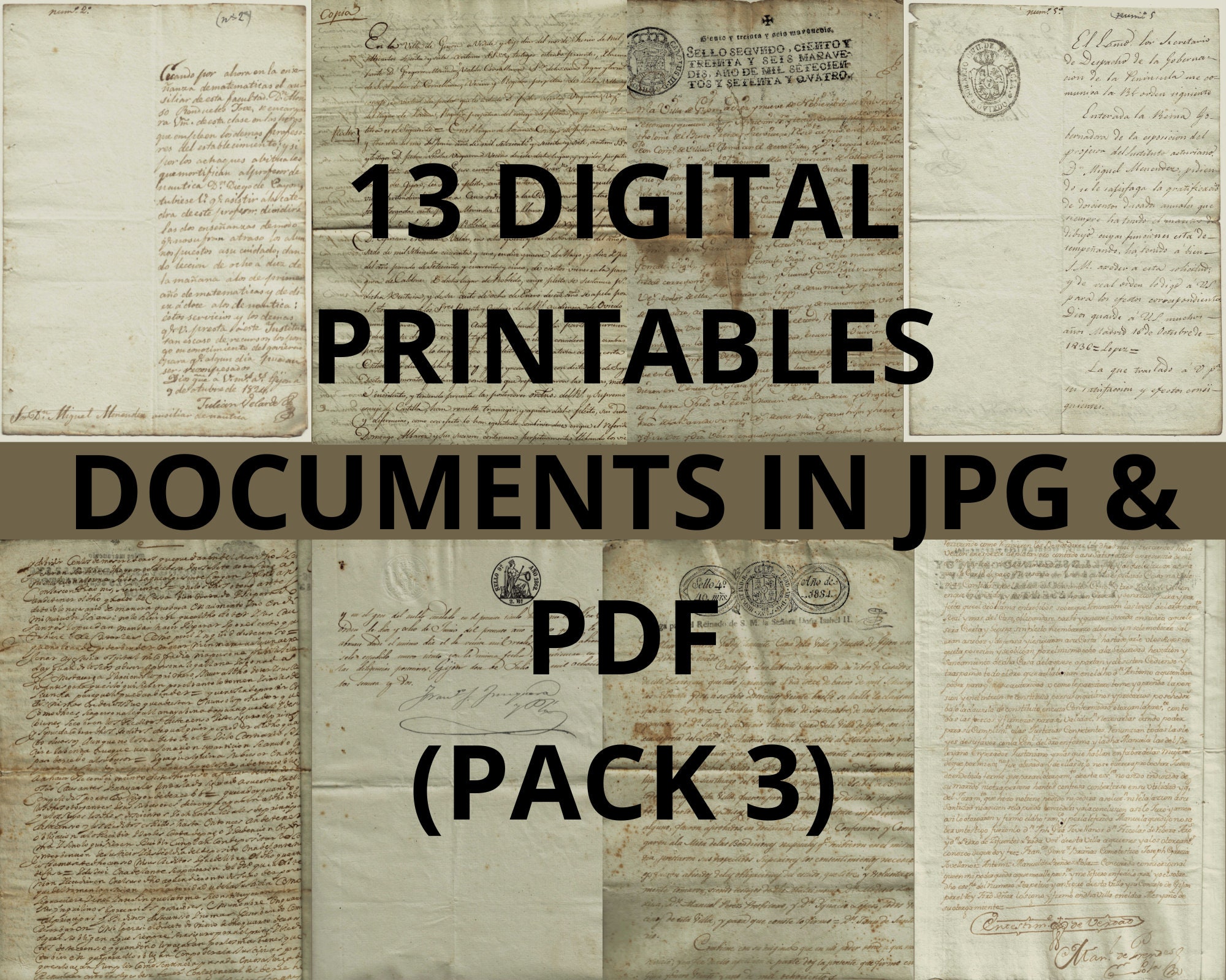 Printable Antique Spanish Documents, Letters. Pack 3 - Etsy